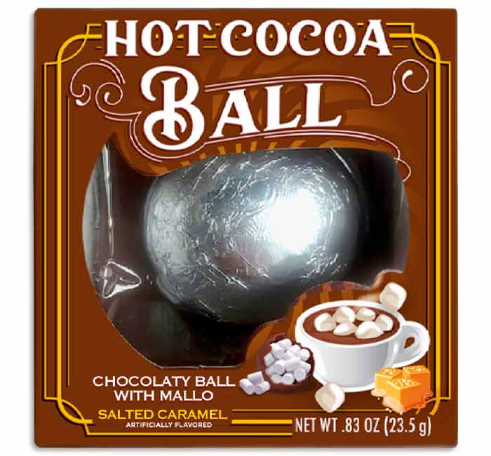 ALBERT'S HOT COCOA BALL SALTED CARAMEL CHOCOLATEY WITH MARSHMALLOWS 0.83OZ - The Gourmet Grocer